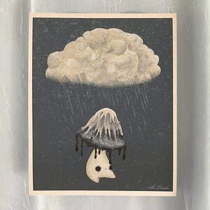 Rainy Day Inky Cap Print - Crying Mushroom Fine Art Giclée Print - Etsy