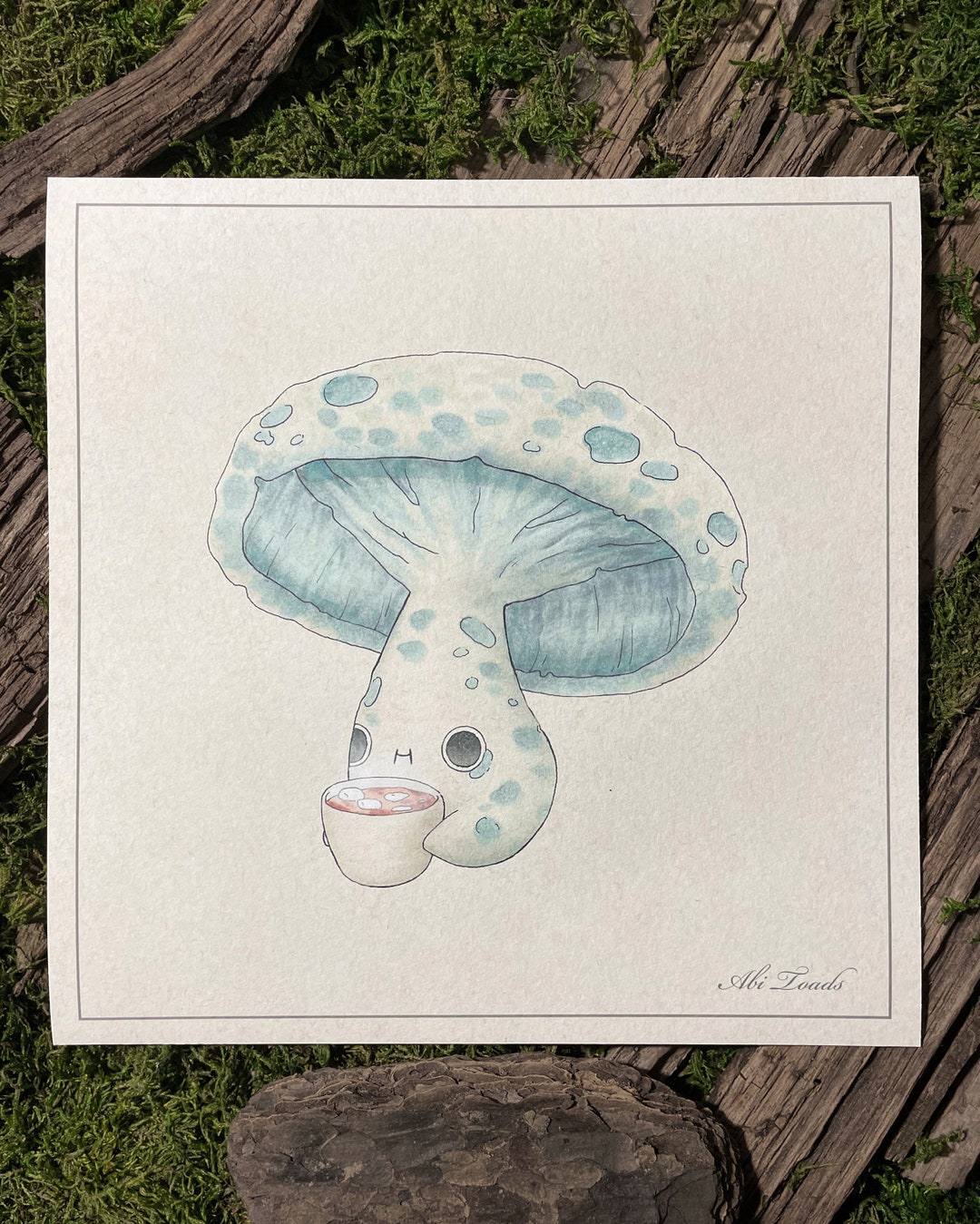 Hot Cocoa Mushling Print - Cute Mushroom Fine Art Giclée Print - Etsy