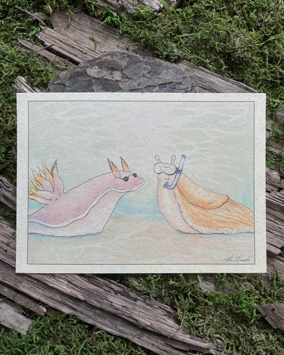 Slug Friends Print Sea Slug and Garden Slug Fine Art Giclée - Etsy