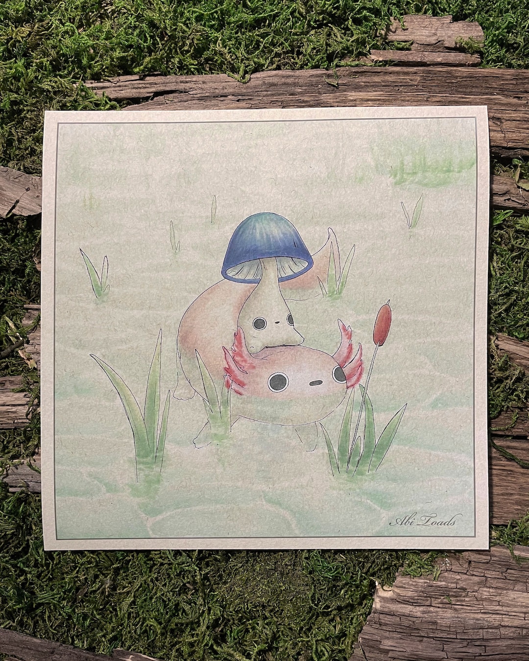 Mushling and Axolotl Print - Mushroom Axolotl Fine Art Giclée Print - Etsy
