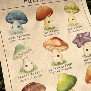 Legend of Mushlings Identification Print - Fantasy Videogame Mushroom ...