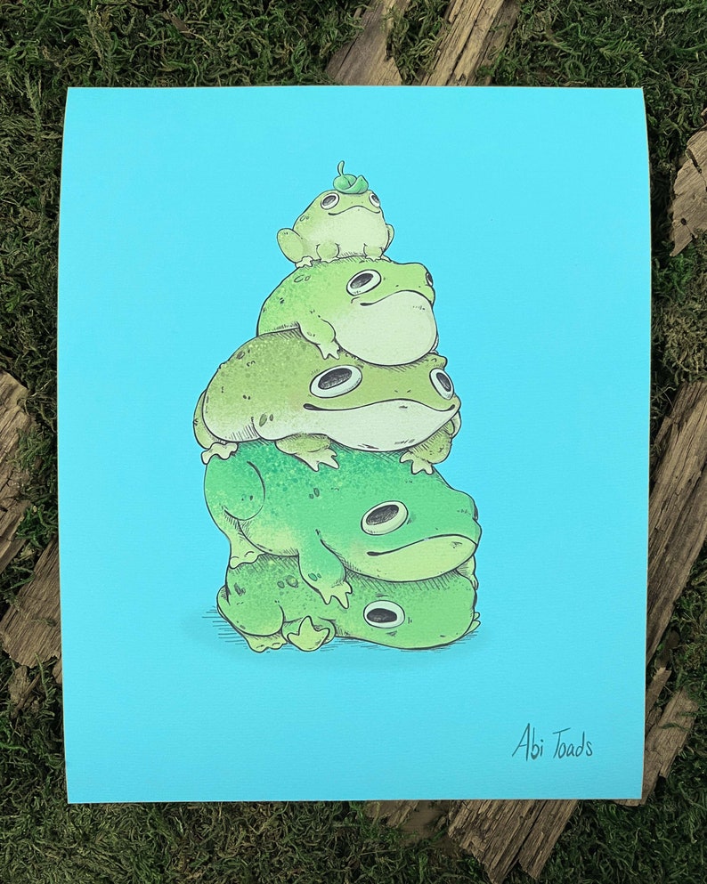 Frog Stack Print Cute Froggies Fine Art Giclée Print - Etsy