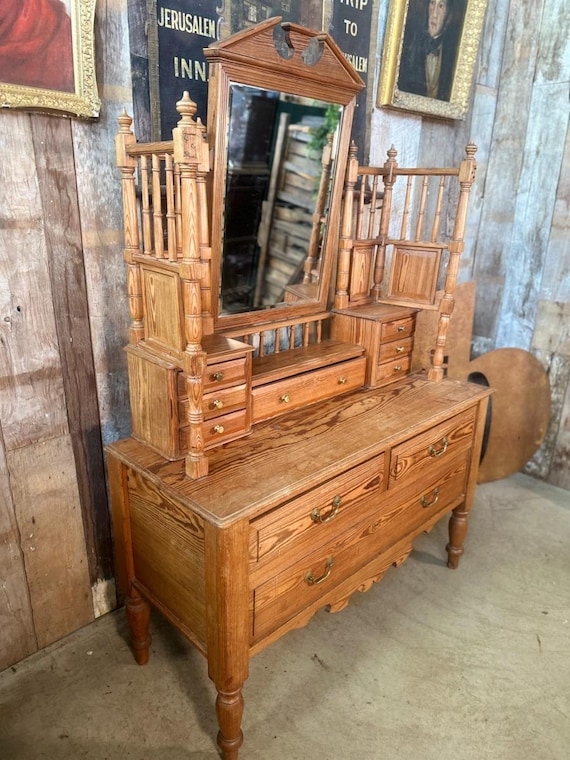 Antique Aesthetic Movement Pine Dressing Table Chest of Drawers C1890 Etsy