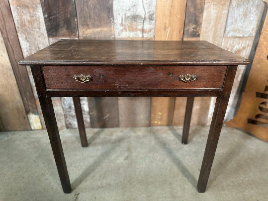Antique Georgian Country Oak and Mahogany Lowboy Hall Desk Console ...