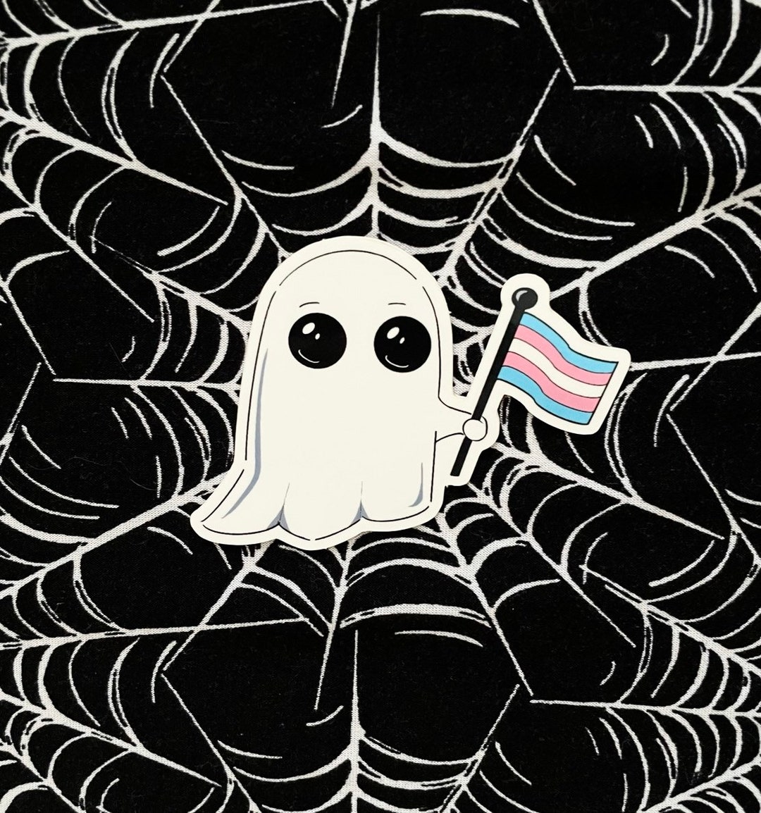 Trans Flag Ghost Sticker- Ghost Vinyl Sticker- Gifts for Ghost Lovers ...