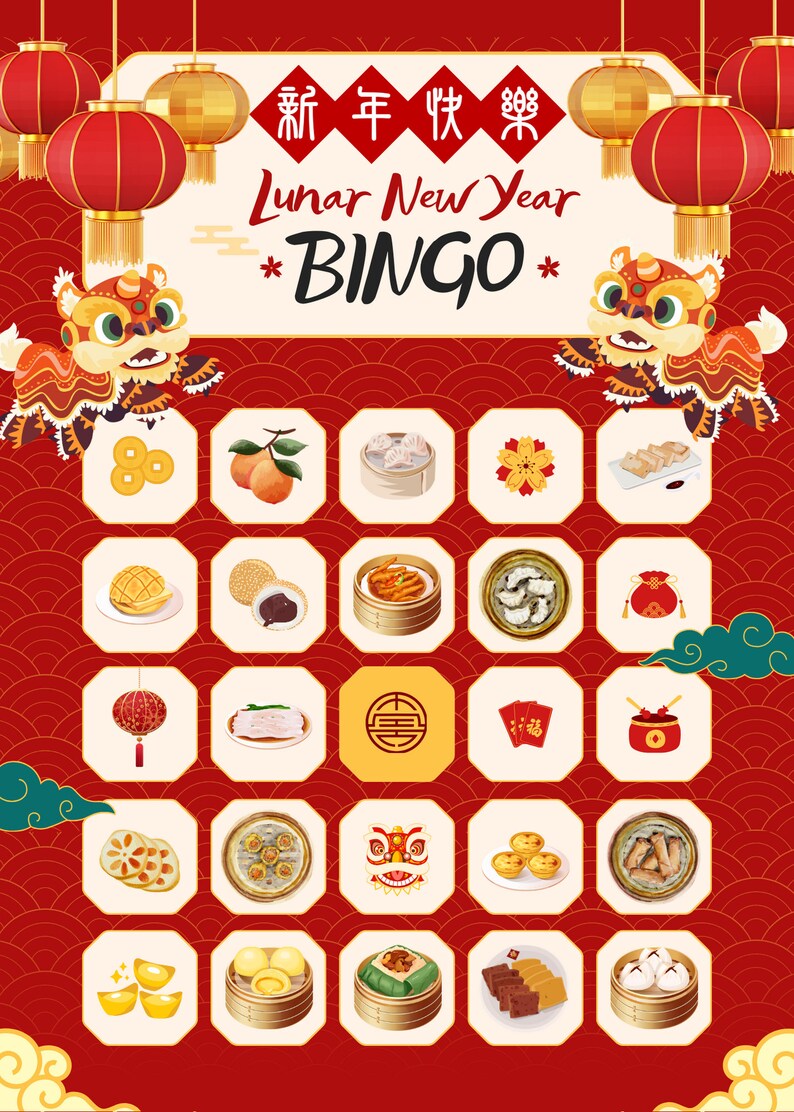 Lunar New Year 5x5 Bingo Cards (13 Designs) + Educational Powerpoint ...