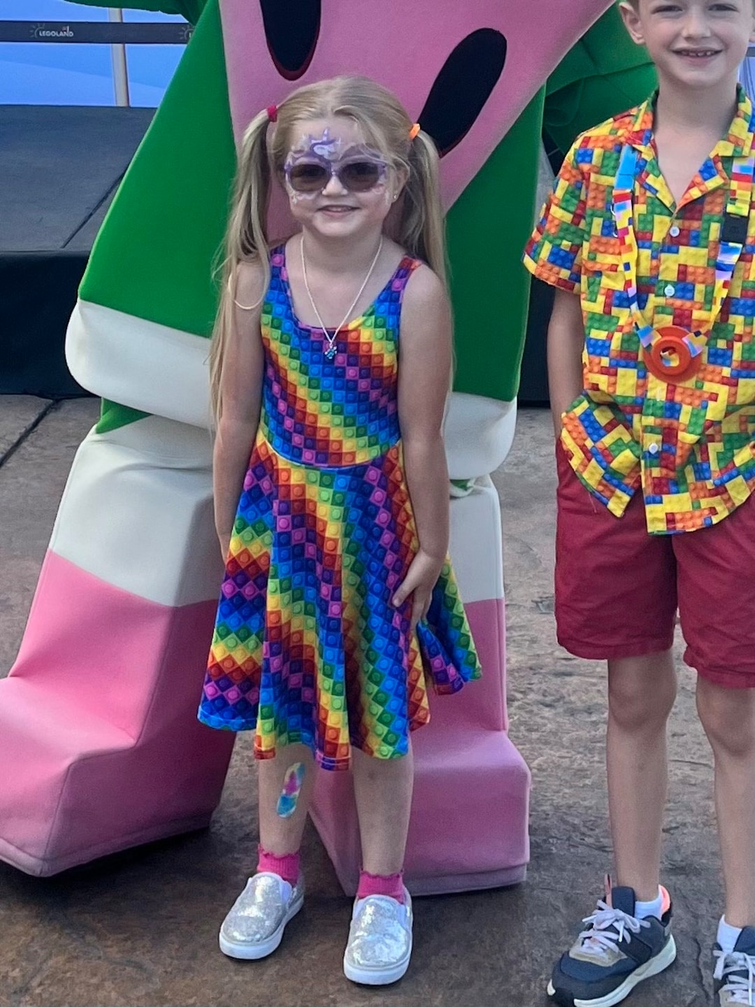 Building Brick Rainbow Kid's Dress - Twirl - Building Blocks Dress - Etsy