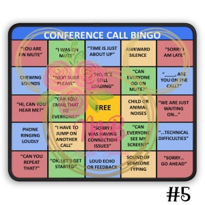 Conference Call Bingo Mouse Pad - Zoom Meeting Bingo - Work Bingo ...