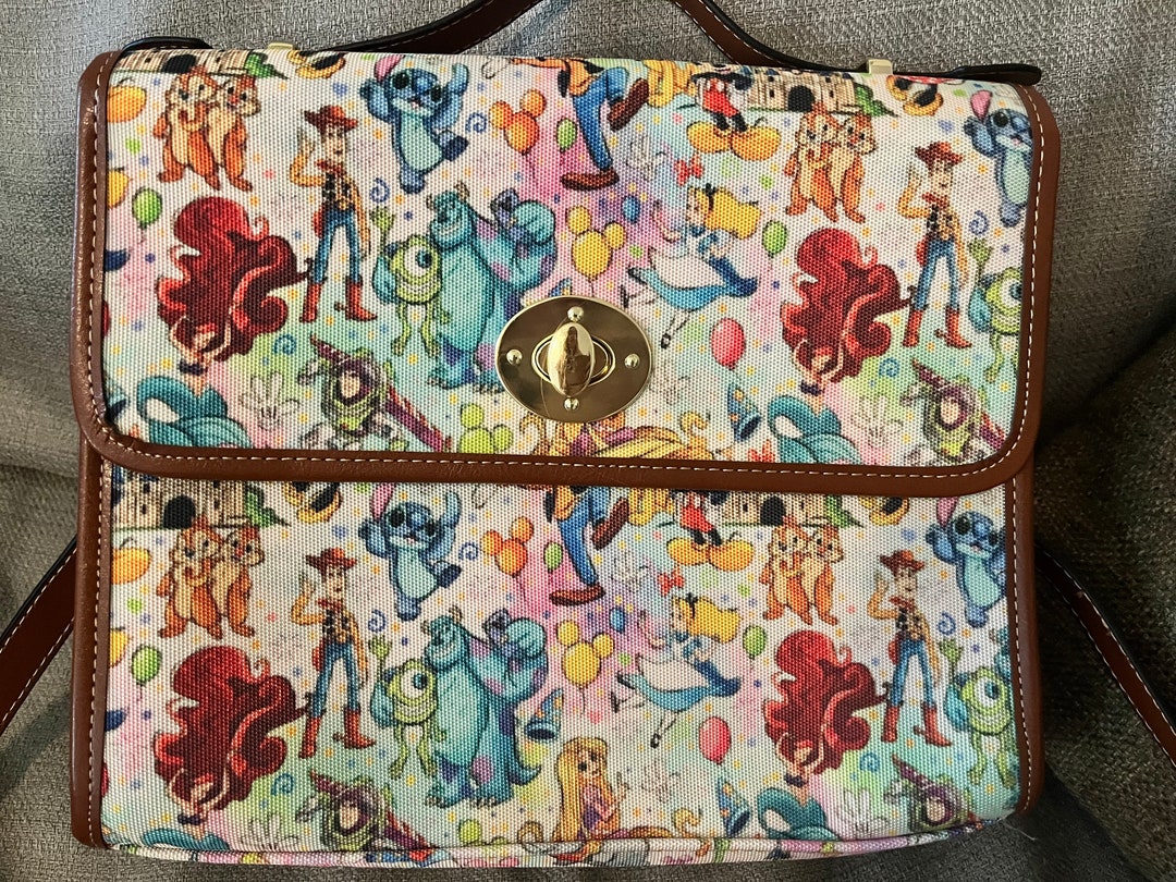 Disney Characters Doodles Rainbow Purse - Disney Purse - Canvas Purse ...