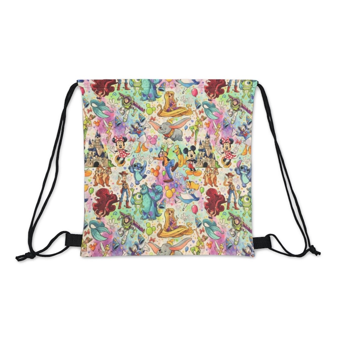 Disney Character Doodles - Rainbow Bag - Drawstring Backpack - Bag - Etsy