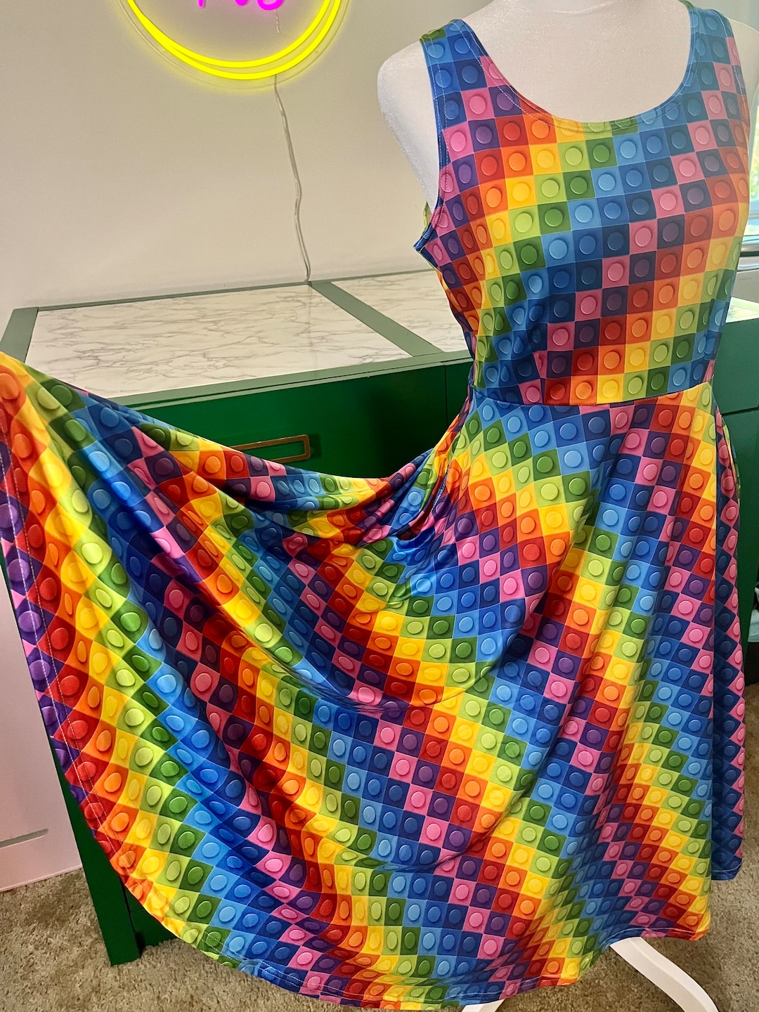 Rainbow Building Brick Dress - Blocks - Women's Sleeveless Midi Dress ...