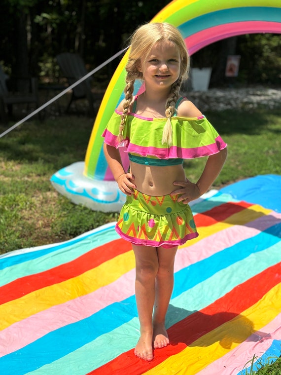 Minnie s Lookout Cay Girl s Skirted Bikini Minnie Bikini Disney Cruise Swimsuit Kid s off Shoulder Skirted With Boy Shorts Bikini Etsy