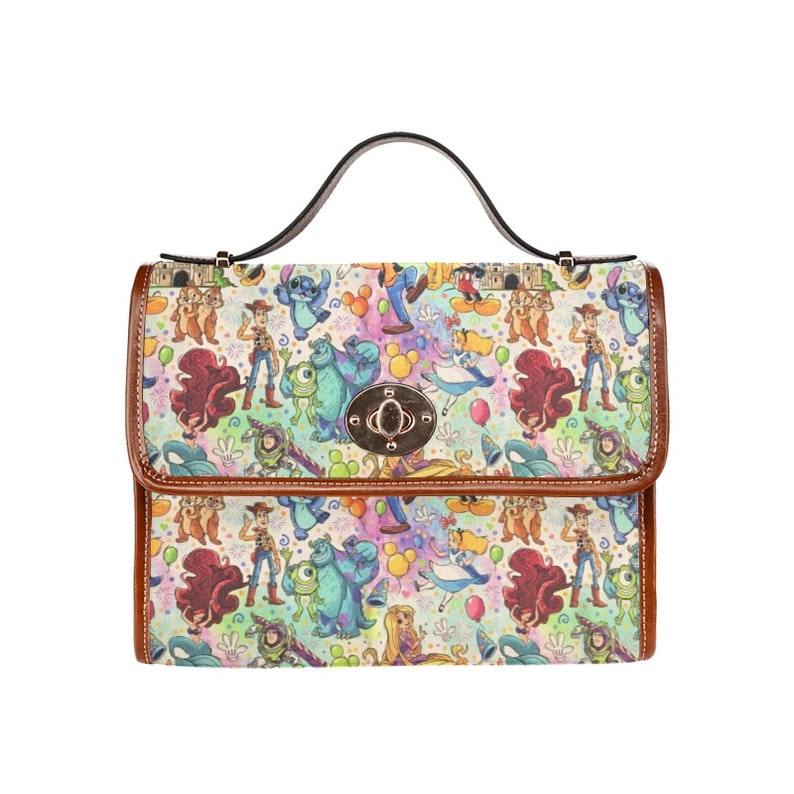 Disney Characters Doodles Rainbow Purse - Disney Purse - Canvas Purse ...