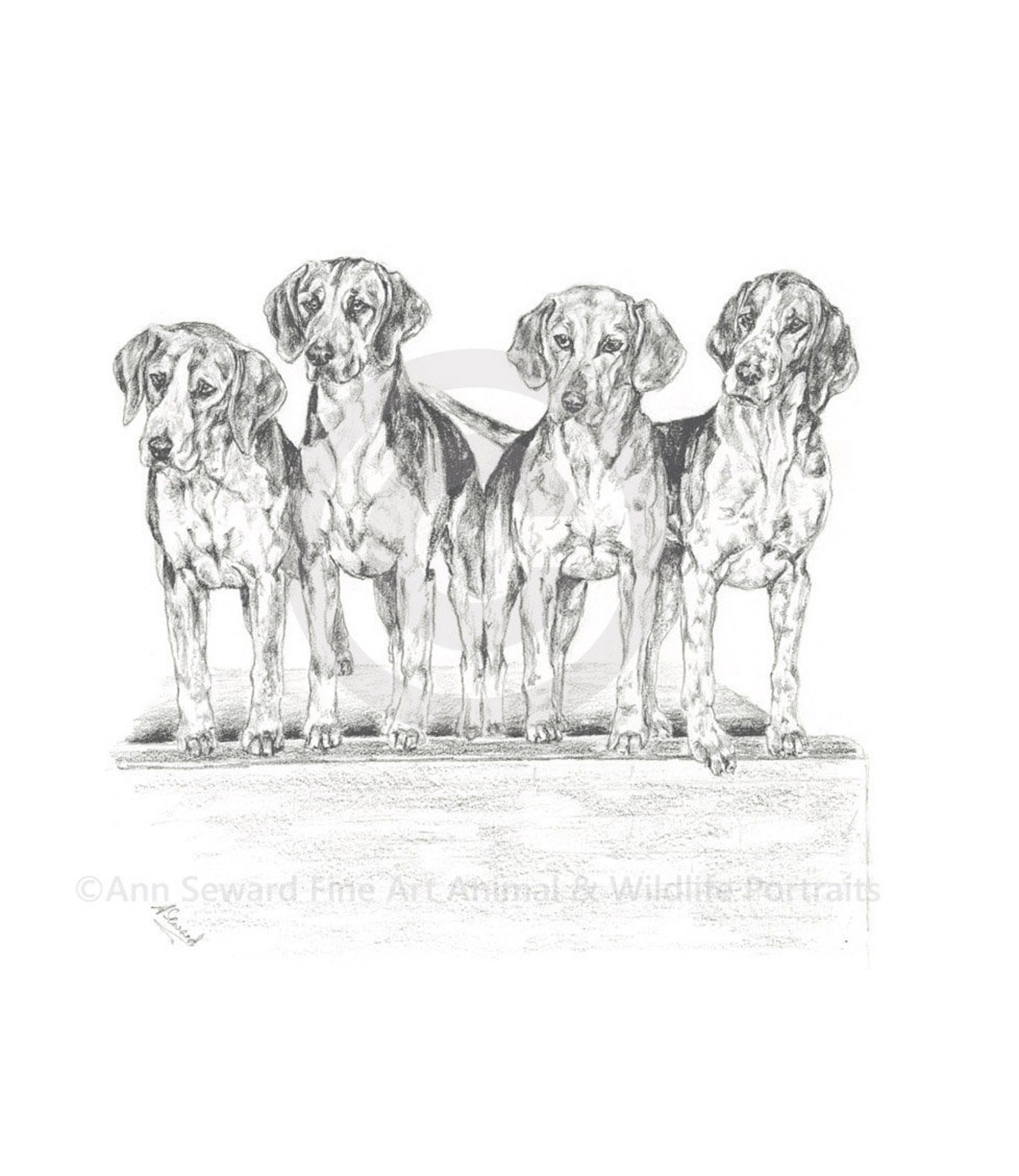 Hounds Print Limited edition print of four hounds on the | Etsy