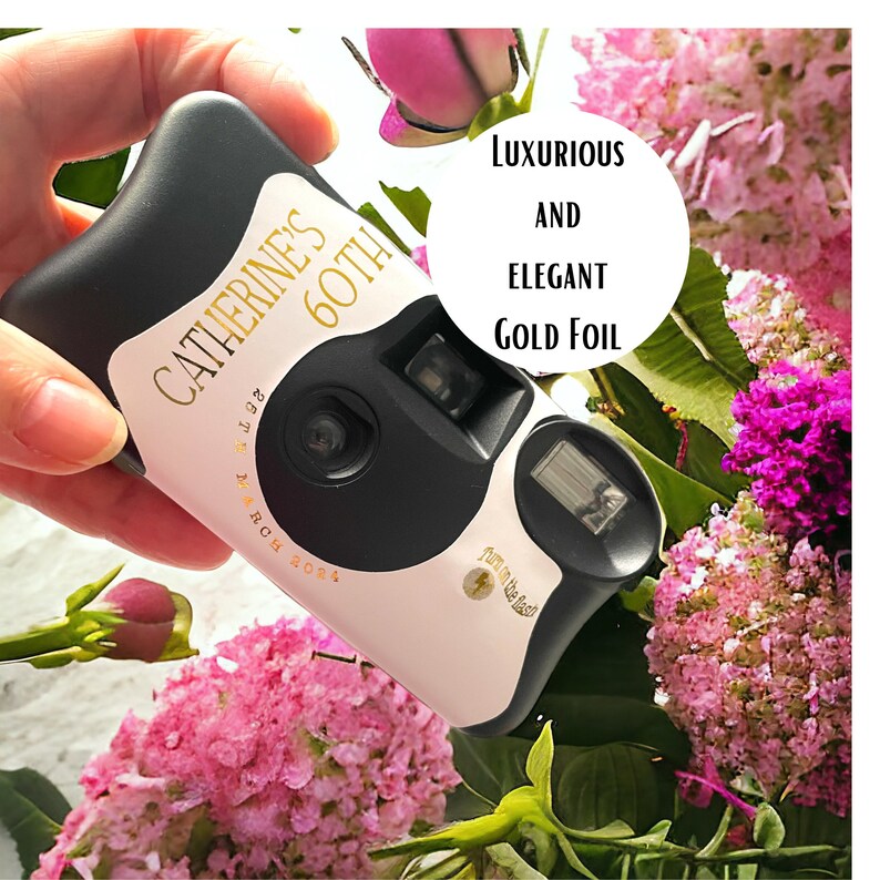 60th Birthday Custom Disposable Camera Sticker, Gold Foil Birthday ...