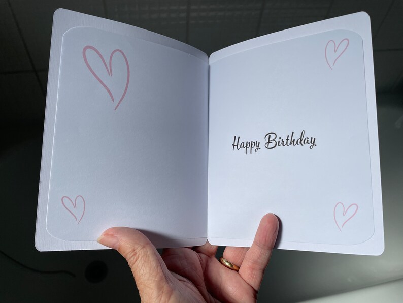 Pink Hearts Personalised Birthday Card With Insert and Hand - Etsy