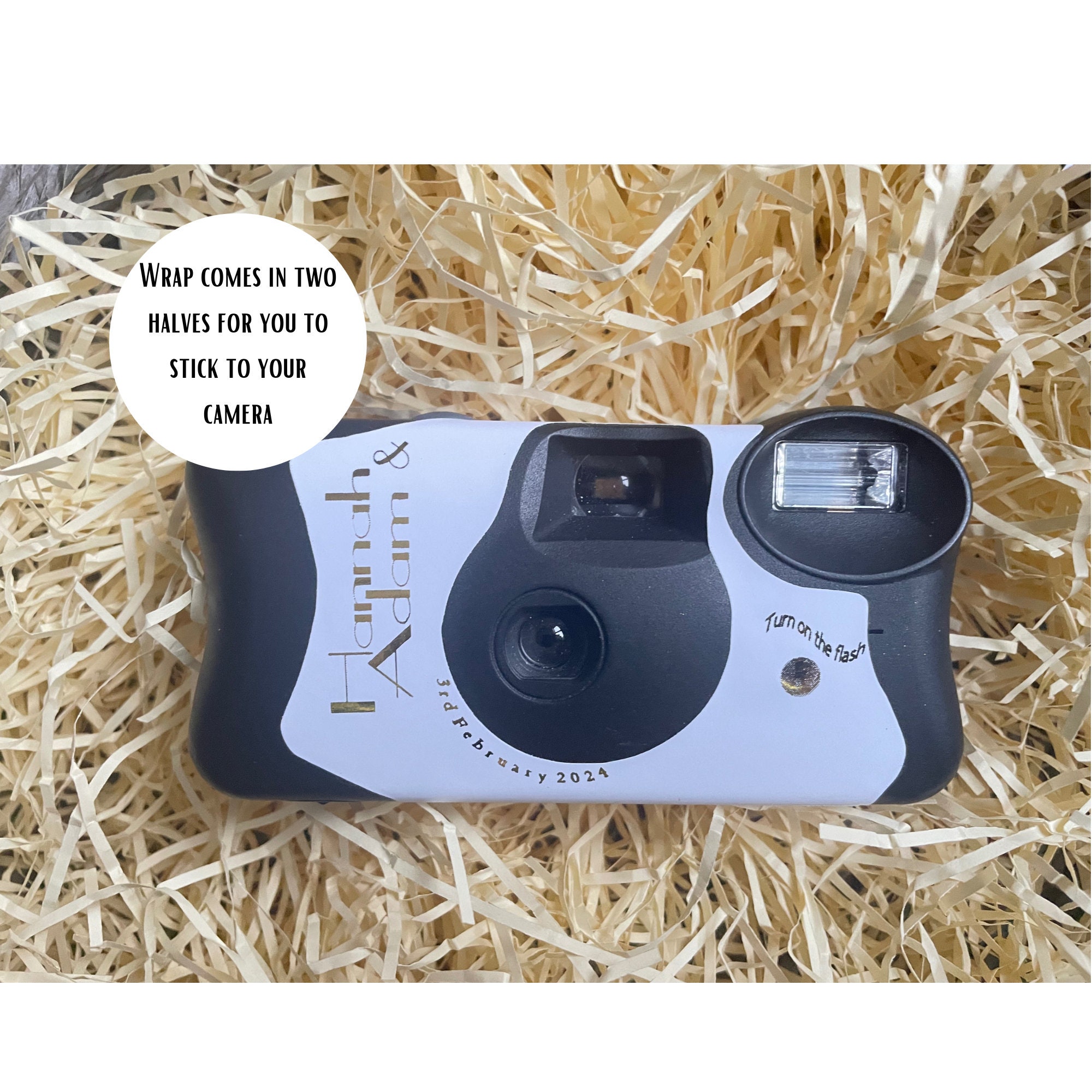 Great Gatsby Theme Disposable Camera Wrap Wedding Stickers, Minimalist Customisable Elegant Gold ...