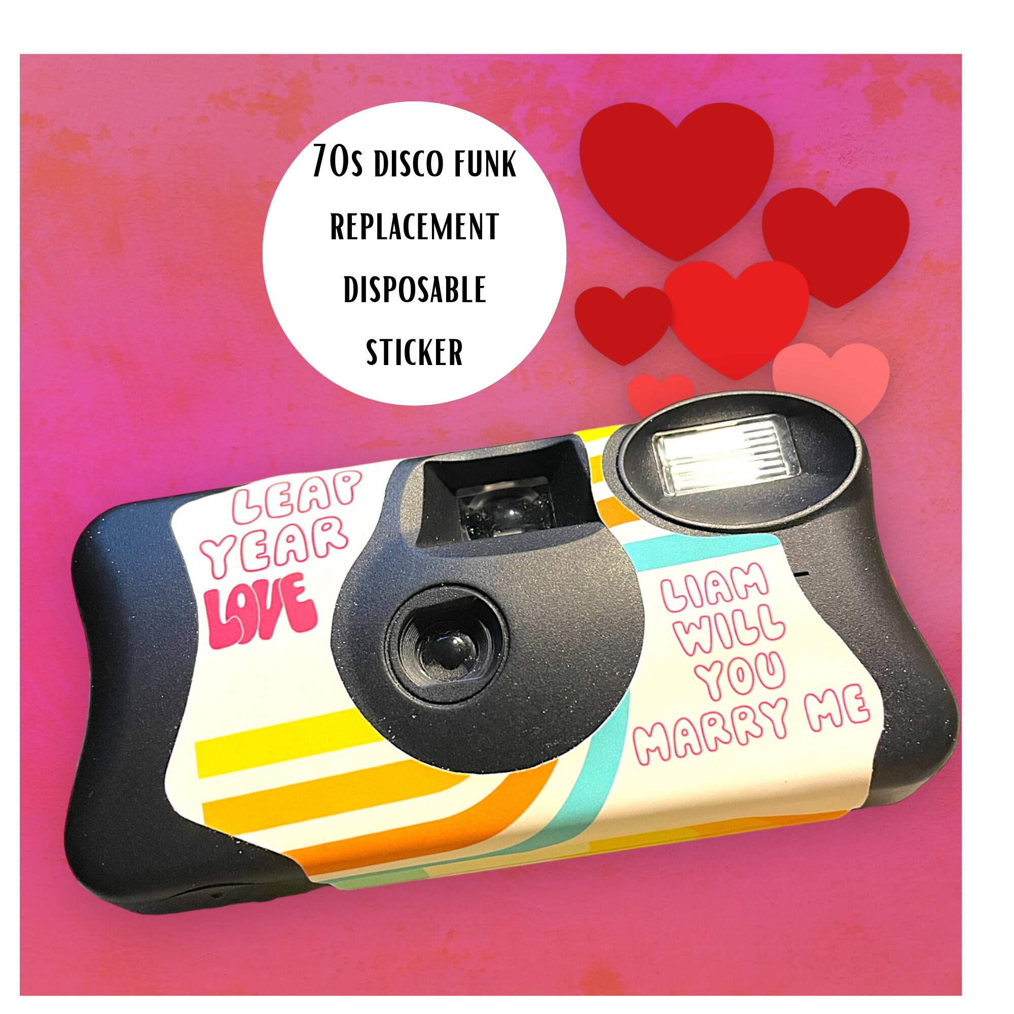 70s Groovy Leap Year Proposal Disposable Camera Stickers, Peace and ...