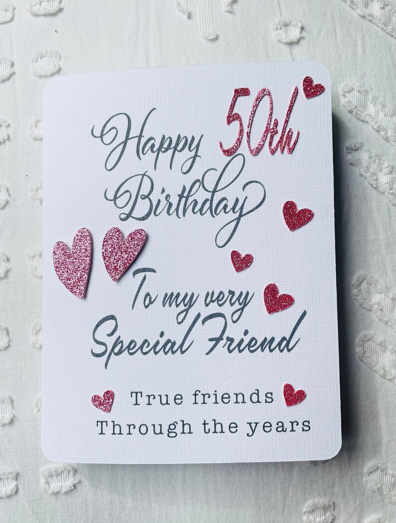 50th Birthday Card for True Friend Pretty Pink Fiftieth - Etsy