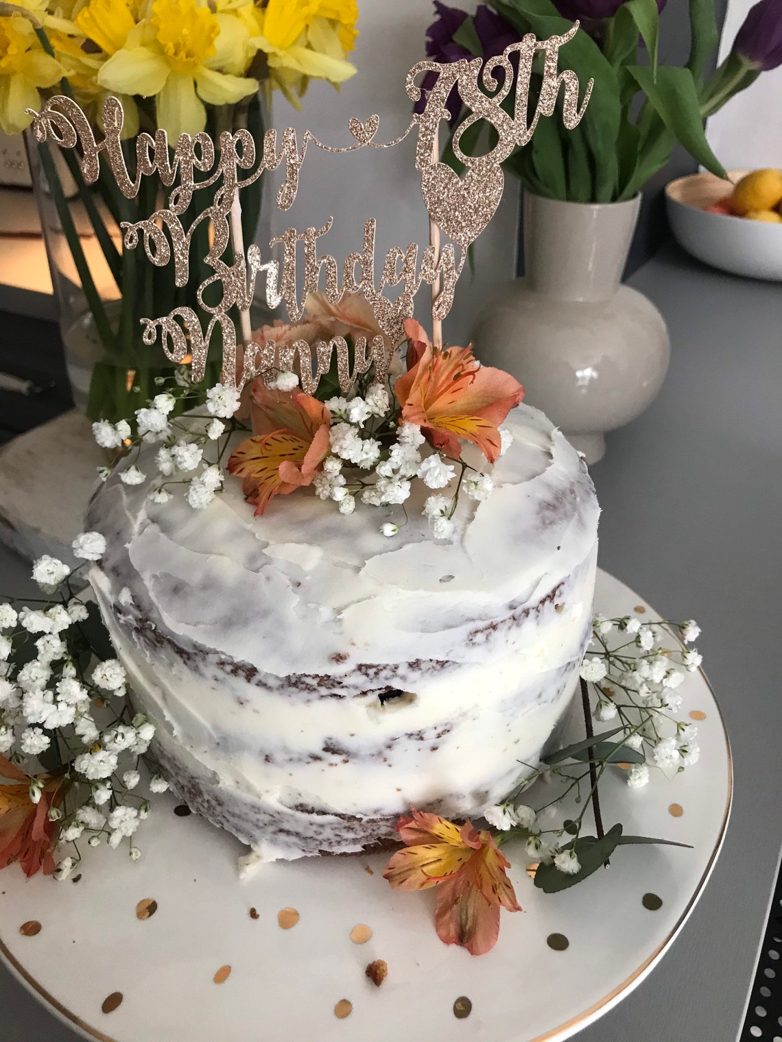 Happy Birthday Nanny Cake Topper in Rose Gold | Etsy