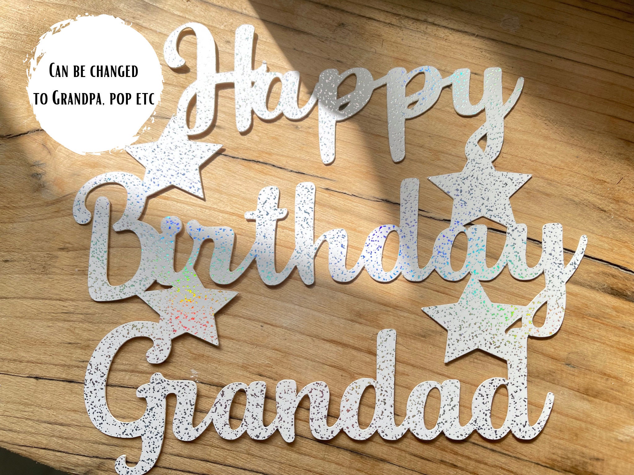 Happy Birthday Grandad Cake Topper, Grandpa Birthday Cake Topper With ...