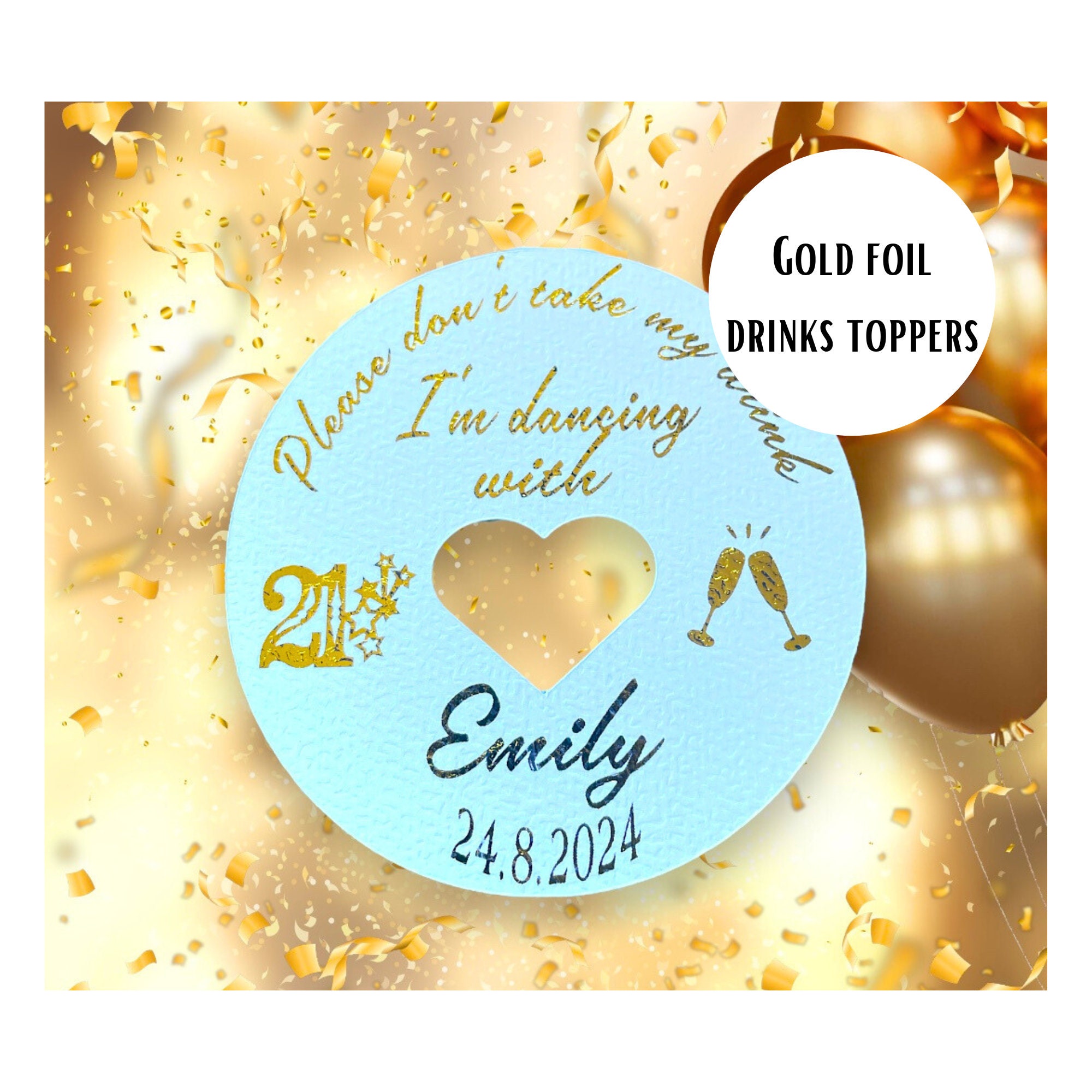 Milestone Birthday Drink Topper, Round Save My Drink I’m Dancing Party ...