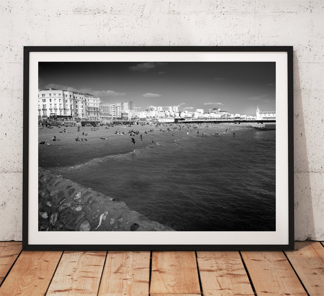 Black and White Brighton Landscape Print Unframed Art Home Wall Decor ...