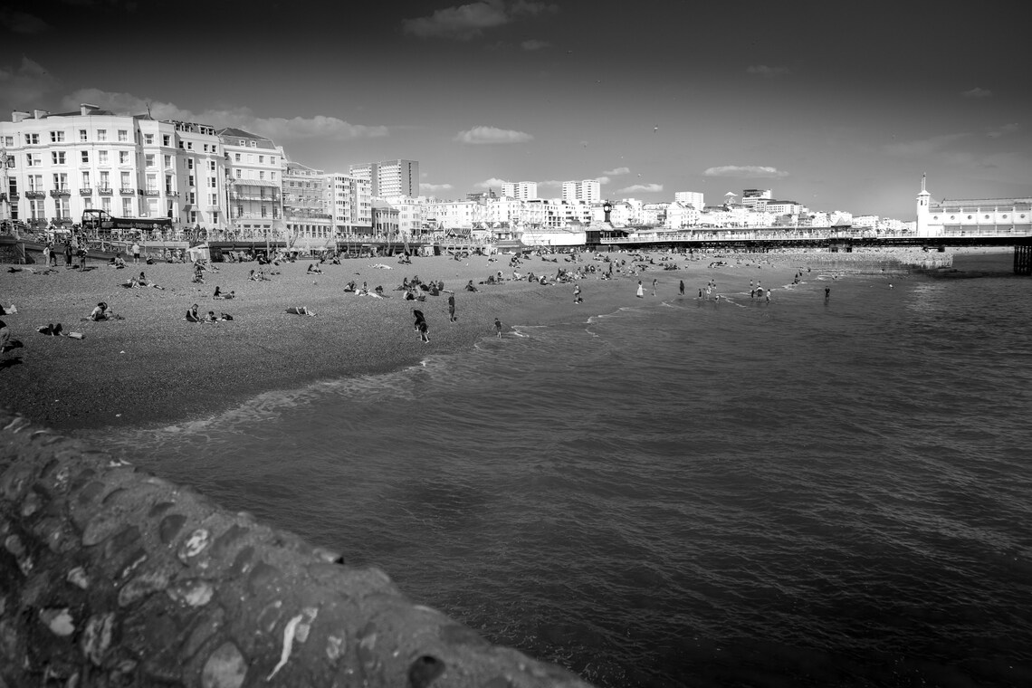 Black and White Brighton Landscape Print Unframed Art Home Wall Decor ...