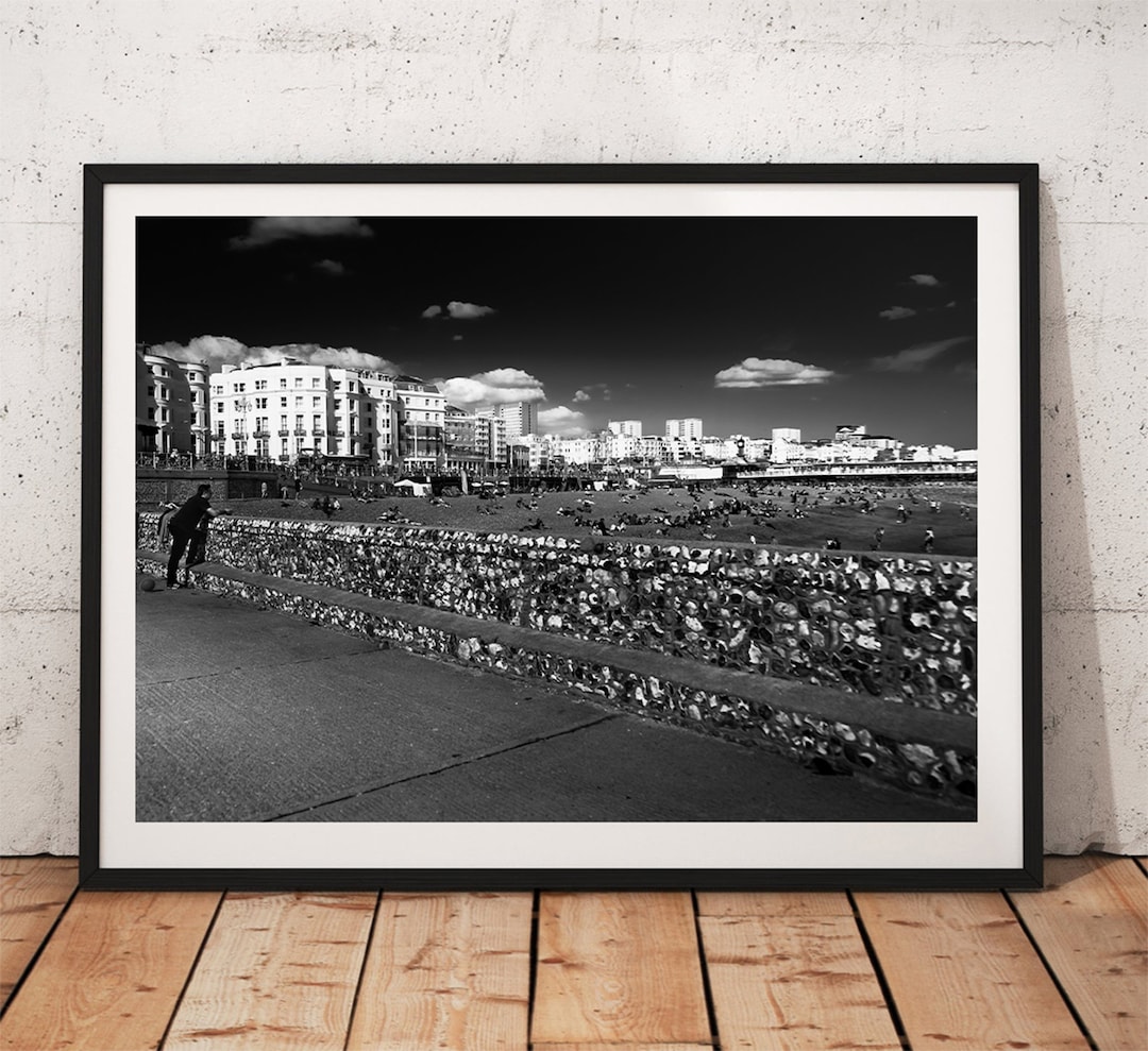 Seafront Art Print, UK Photography, Travel Art, Black and White Print ...