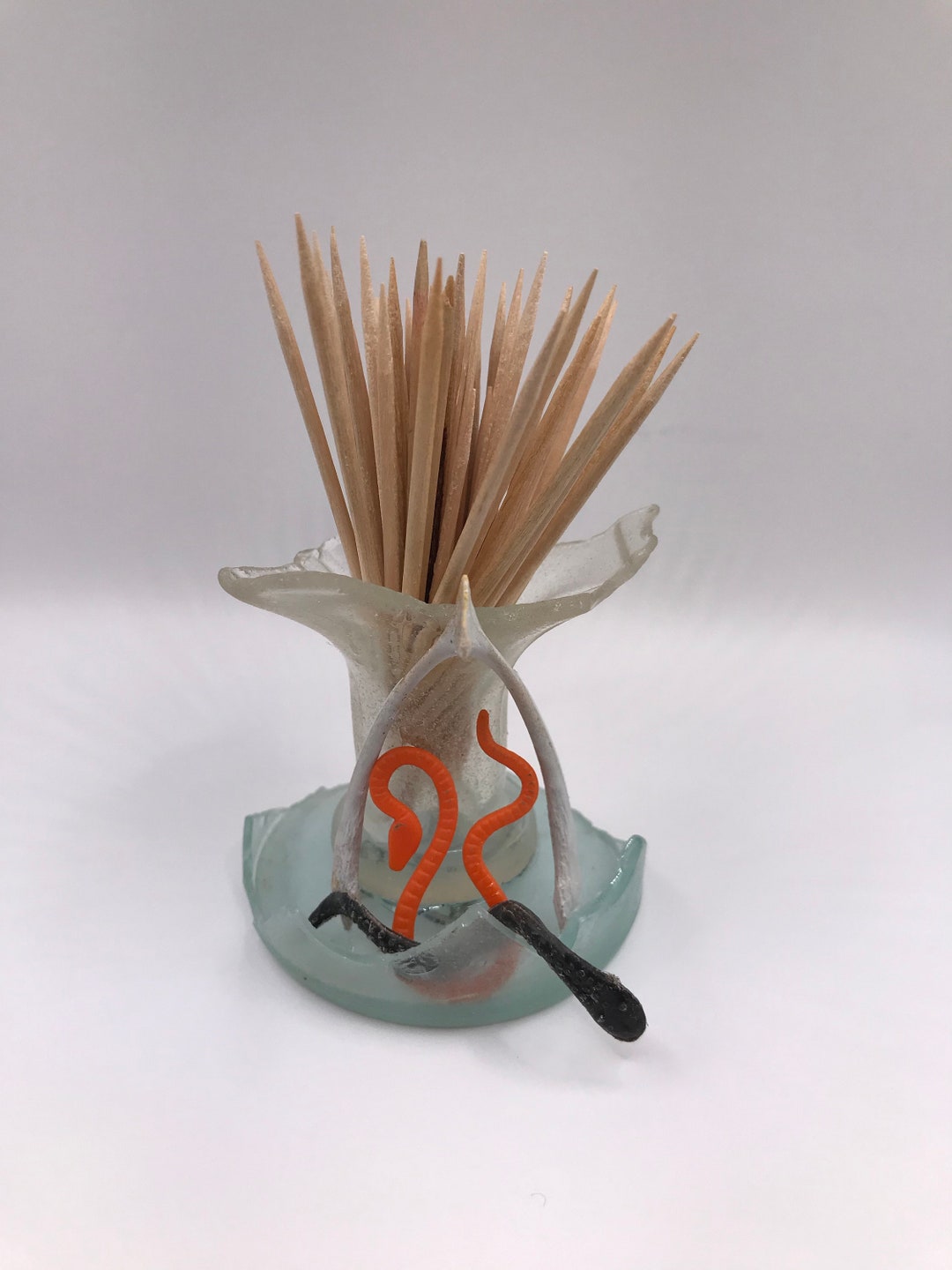 Snakes and Wishbone Sea Glass Toothpick or Pen Holder - Etsy