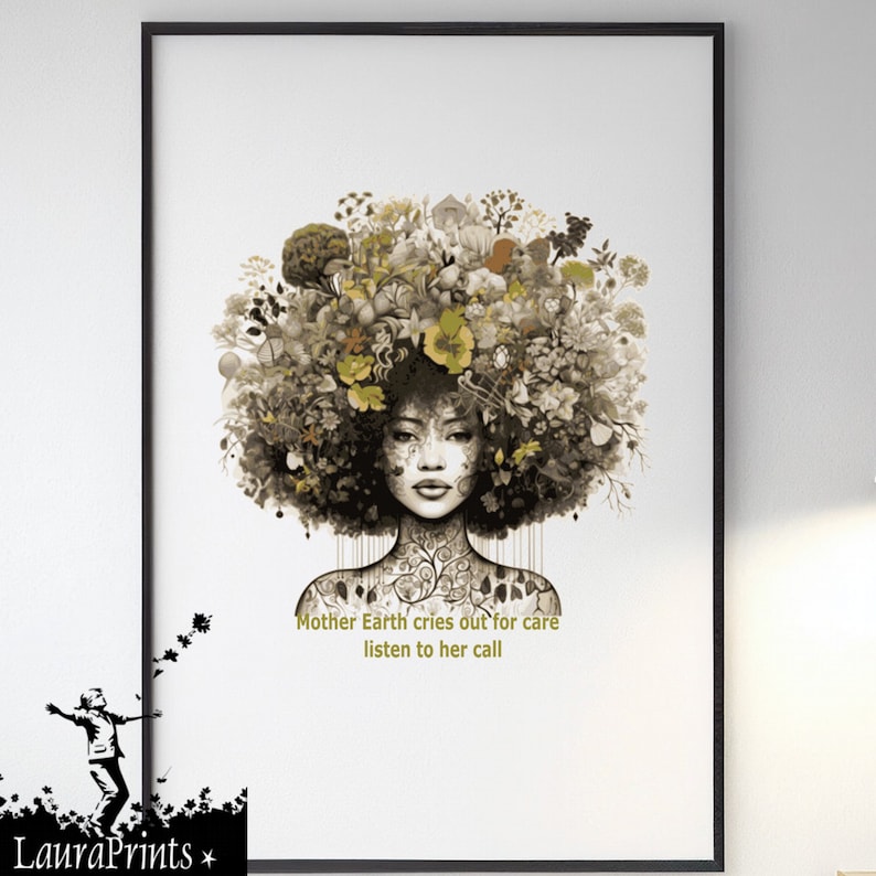 Earth Day, Mother Earth Wall Art, Poster Wall Art Decor, Digital ...
