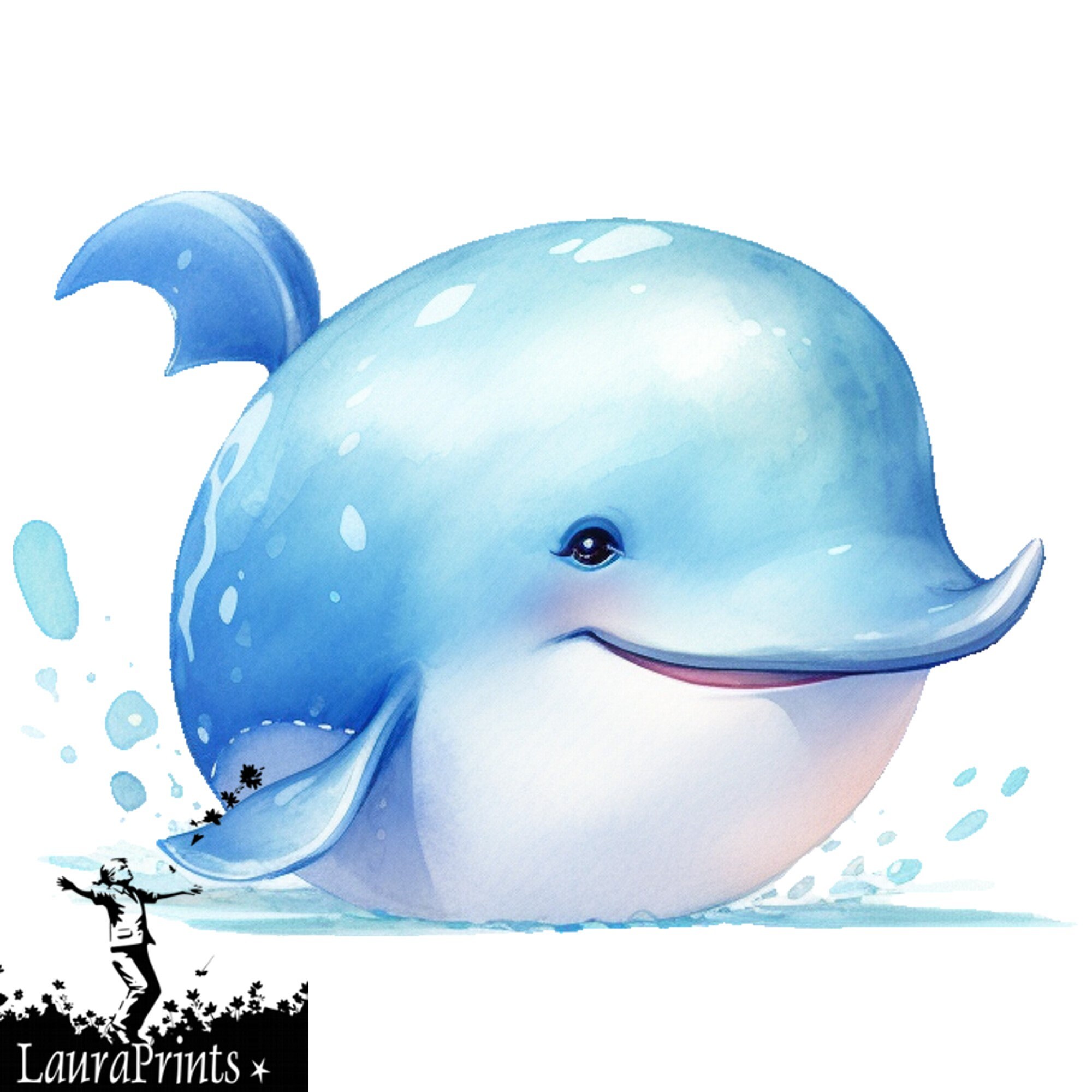 Cute Clipart Whale 8 Png, Clipart , Digital Download - Etsy