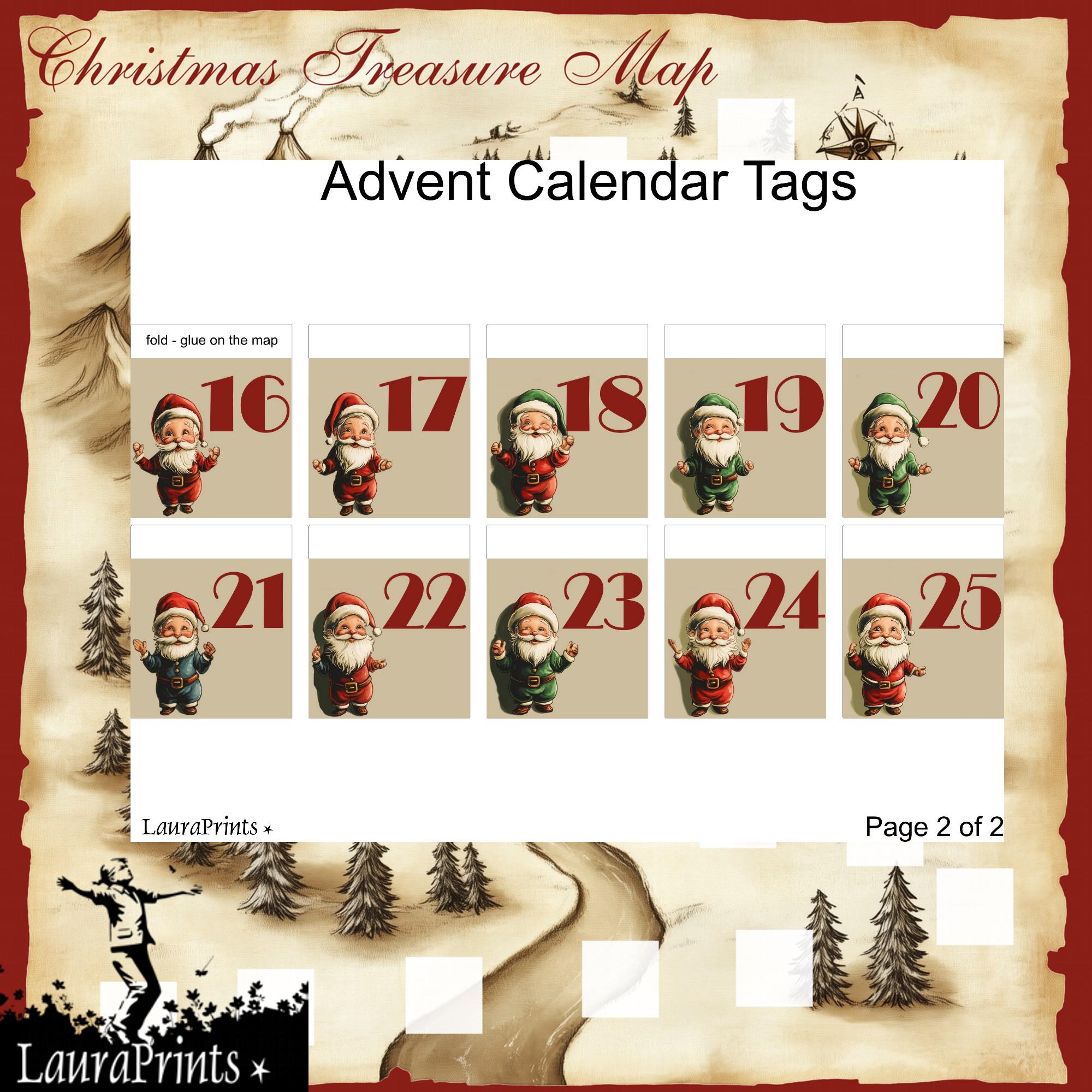 Printable Advent Calendar, Editable, Tags Advent Santa Number Labels ...