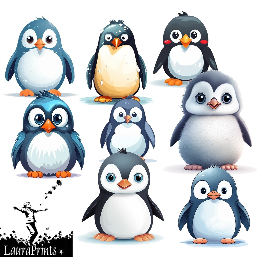 Cute 8 Penguin Png, Clipart , Digital Download - Etsy