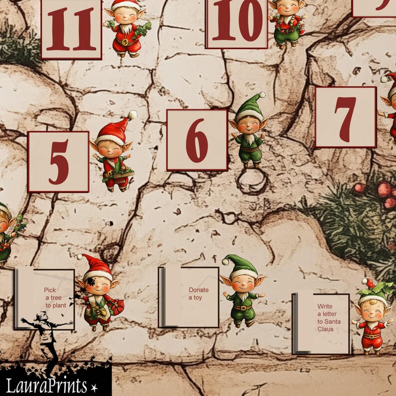 Editable Christmas Advent Calendar Treasure Map With Santa Tags ...