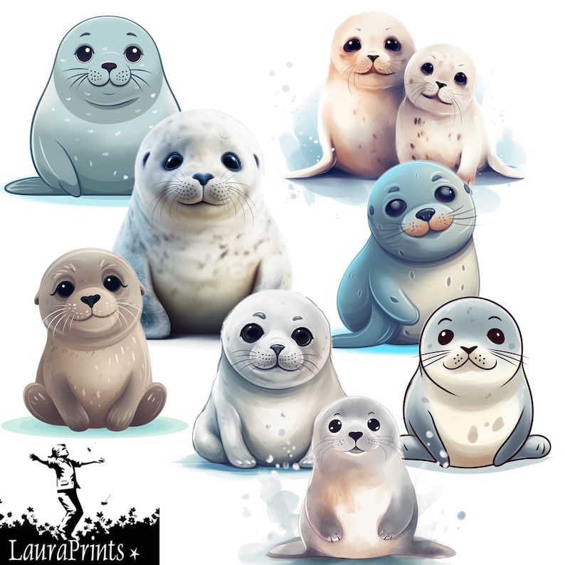 Cute 8 Seal Png, Clipart , Digital Download - Etsy