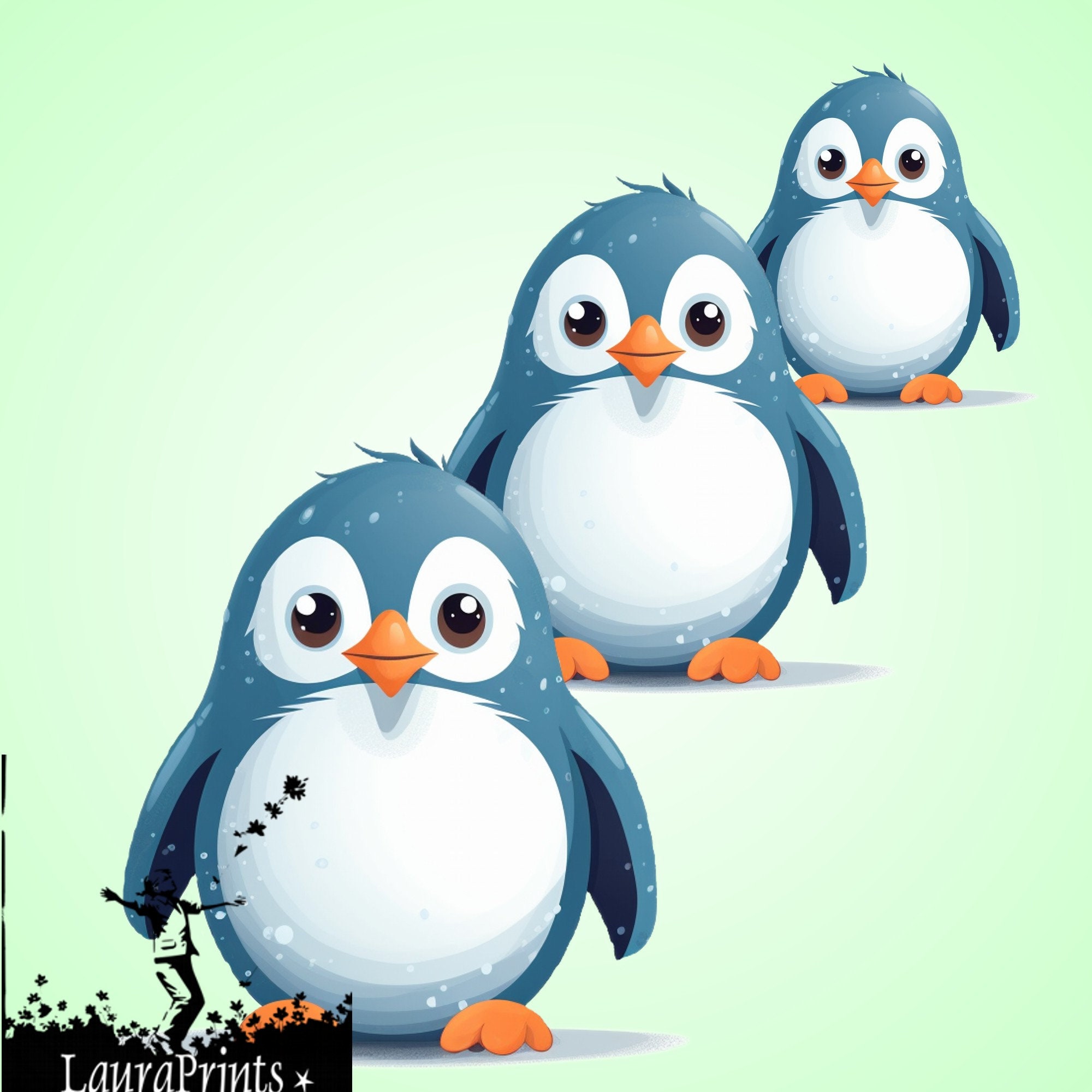 Cute 8 Penguin Png, Clipart , Digital Download - Etsy