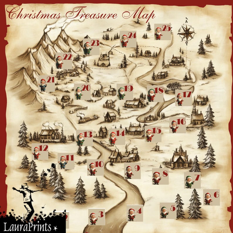 Printable Advent Calendar, Editable, Tags Advent Santa Number Labels ...