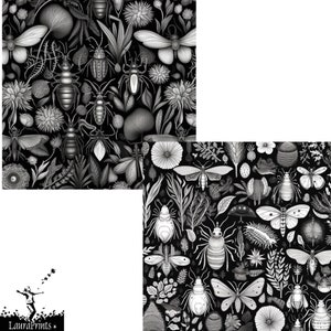 Garden Bugs Digital Black and White Papers, Digital Download - Etsy