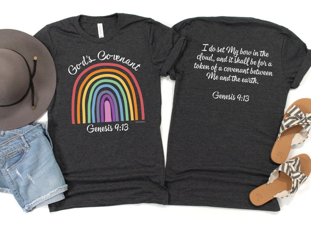God’s Covenant Genesis 9:13 Christian Rainbow Shirt, Back Print Bible ...