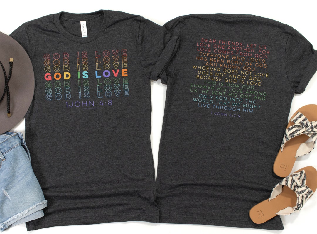 God is Love 1 John 4:8 Christian Rainbow Shirt, Conservative Christian ...