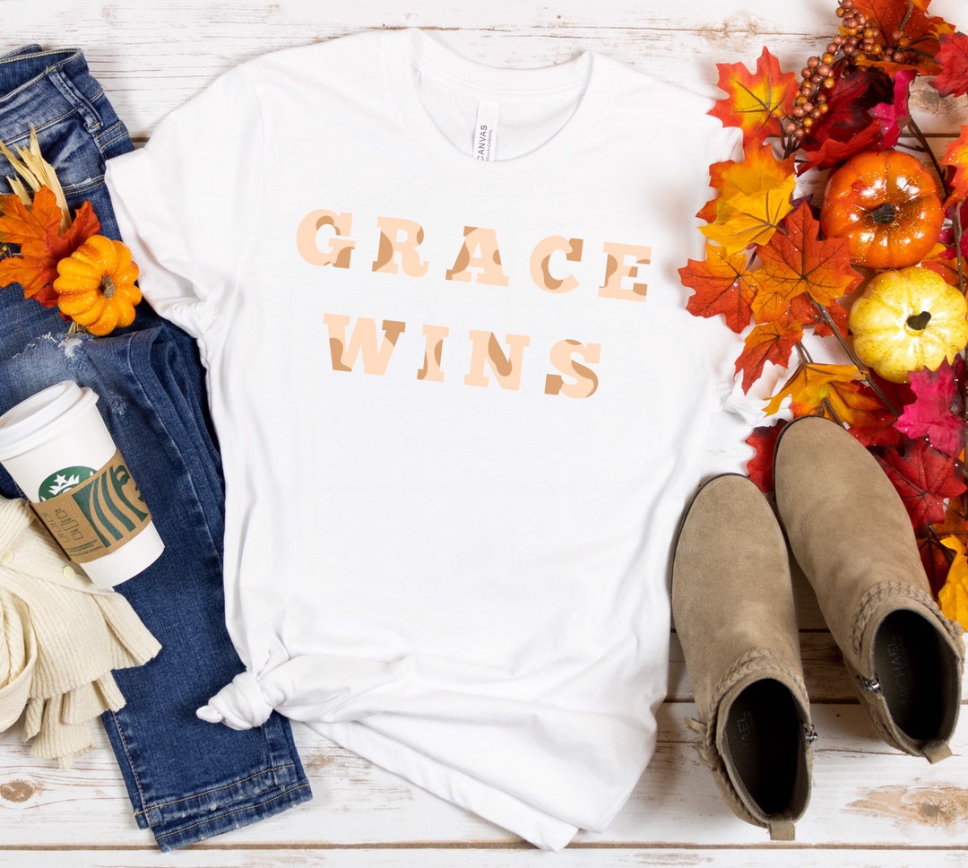 Grace Wins Shirt, Grace Leopard Print Design, christliches Frauen Shirt ...