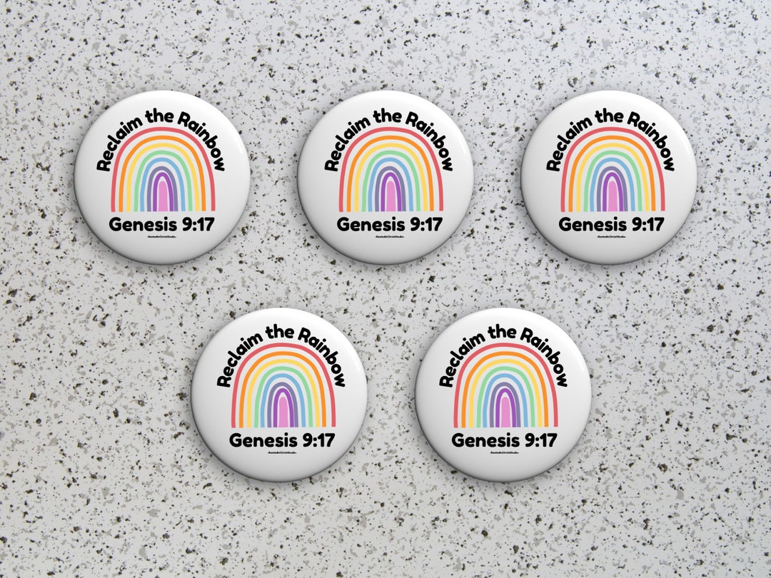 Set of 5 Reclaim the Rainbow 1.25” Pin Buttons, Genesis 9:17 Buttons ...