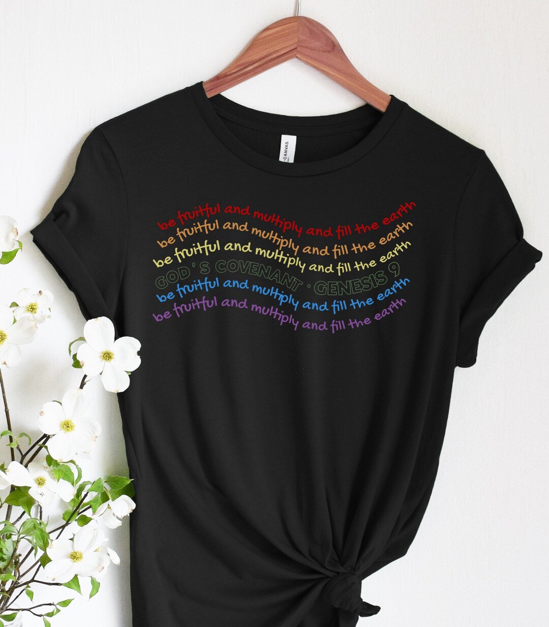 Genesis 9 Gods Covenant Rainbow Shirt With Back Text for Her, Genesis 9 ...