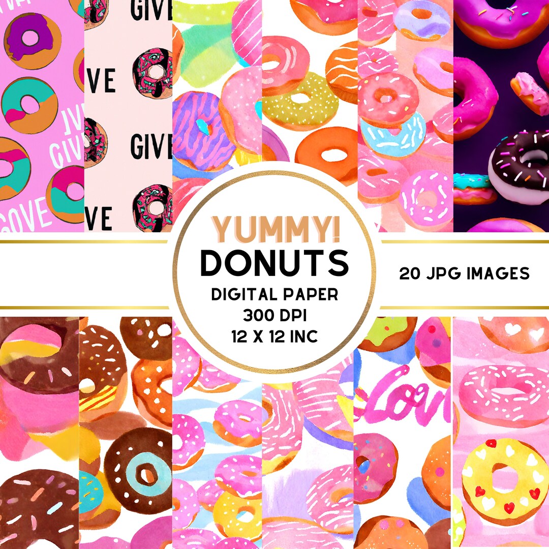 20 JPG Yummy Donuts Digital Paper, JPG, Digital - Etsy