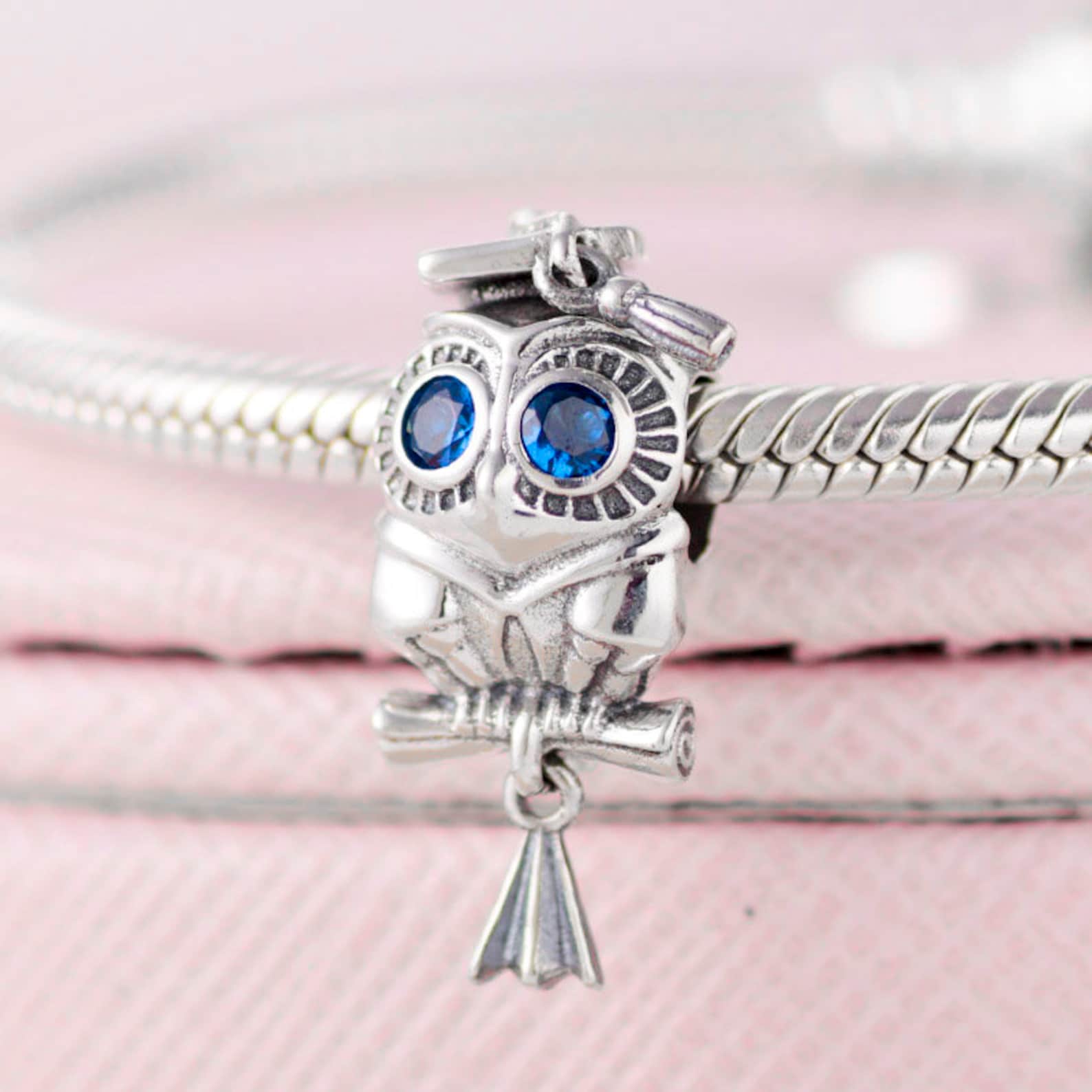 New Authentic PANDORA Silver Charm Wise Owl Graduation Charm | Etsy