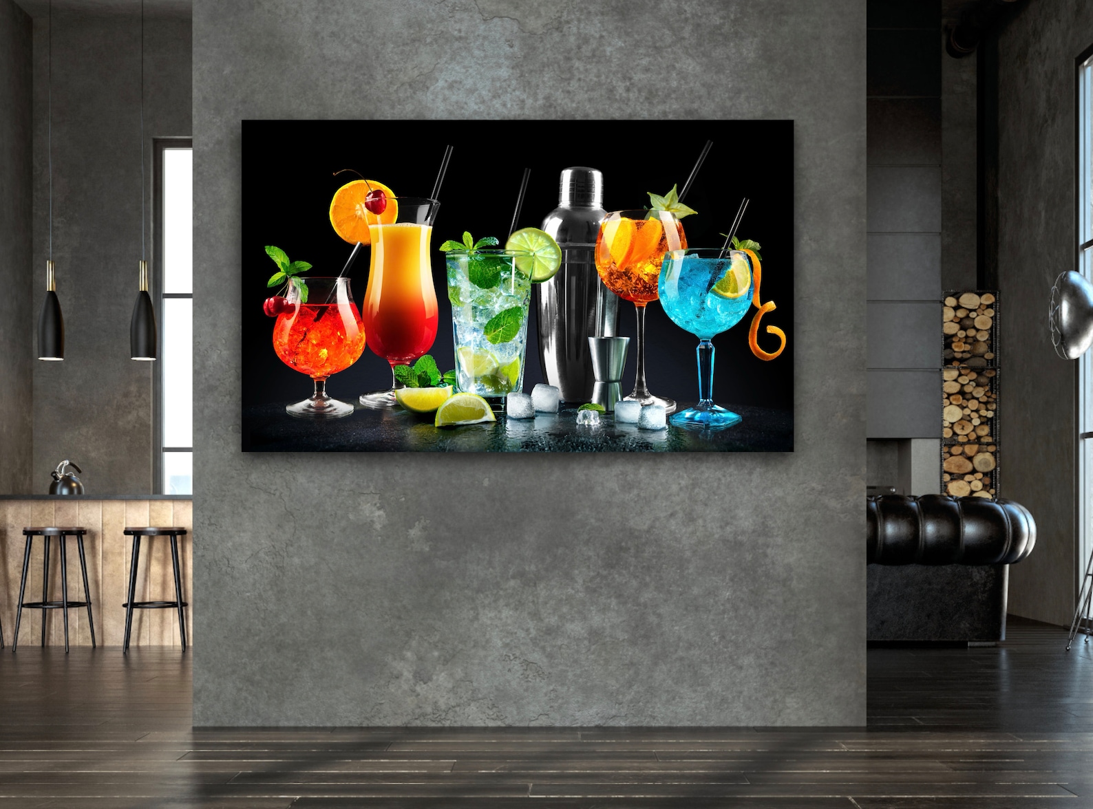 Large Cocktail Bar Wall Art, Cocktail Print, Bar Cart Art Decor ...