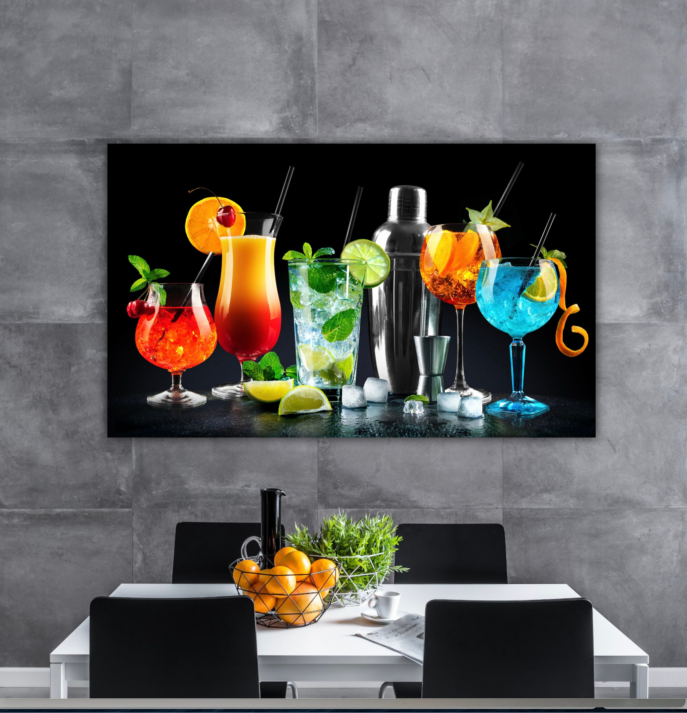 Large Cocktail Bar Wall Art, Cocktail Print, Bar Cart Art Decor ...