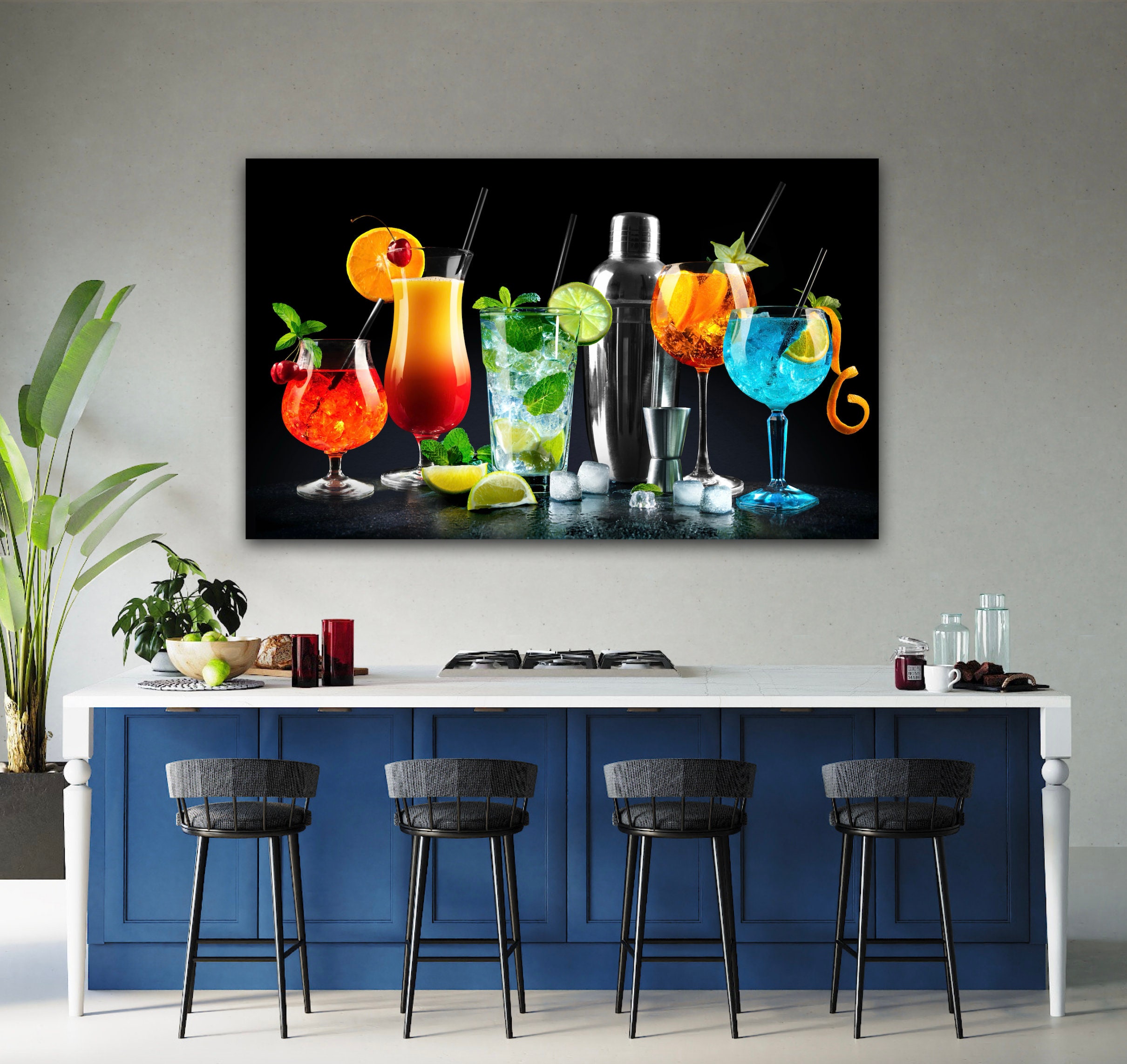 Large Cocktail Bar Wall Art, Cocktail Print, Bar Cart Art Decor ...