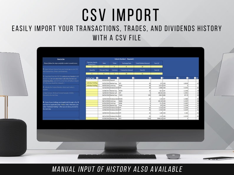 PORTFOLIO TRACKER Excel Template Spreadsheet Stocks, Cryptocurrencies ...